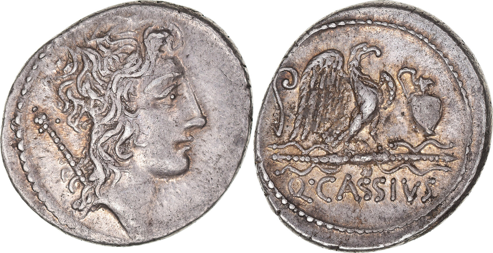 Denarius 55 BC Rome Cassia, Rome, Pedigree, Silver, Crawford:428/3 AU ...