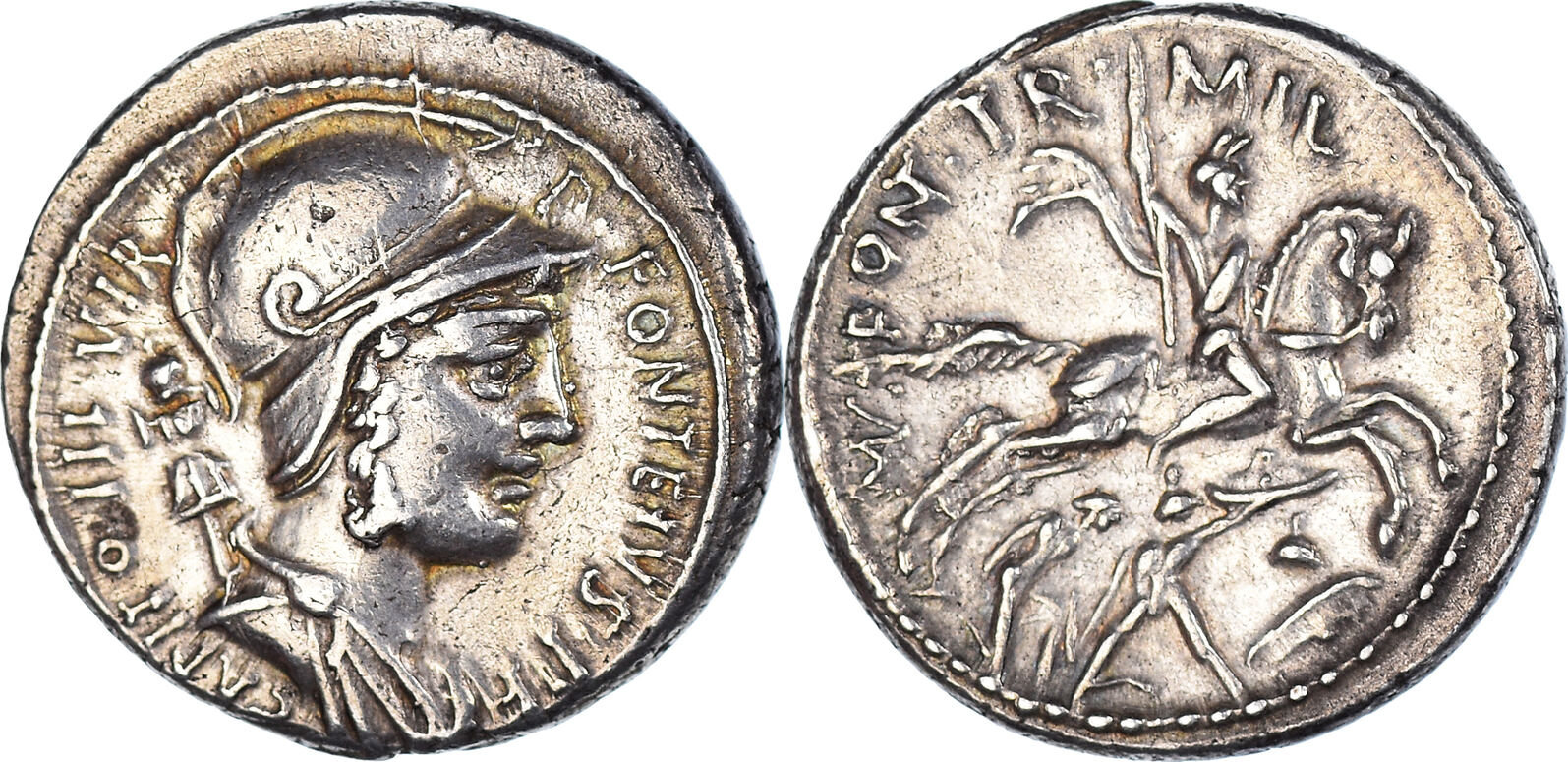 Denarius 55 BC Rome Coin, Fonteia, Rome, Silver, Crawford:429/1 AU(55 ...