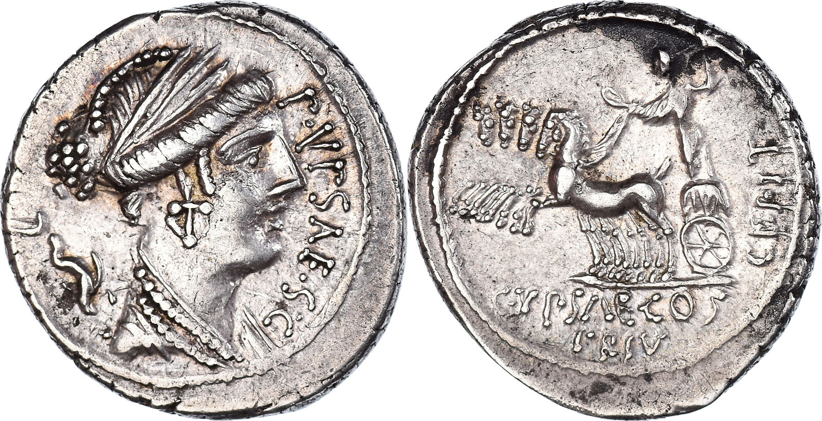 Denarius 57 BC Rome Coin, Plautia, Rome, Silver, Crawford:420/2a AU(55 ...