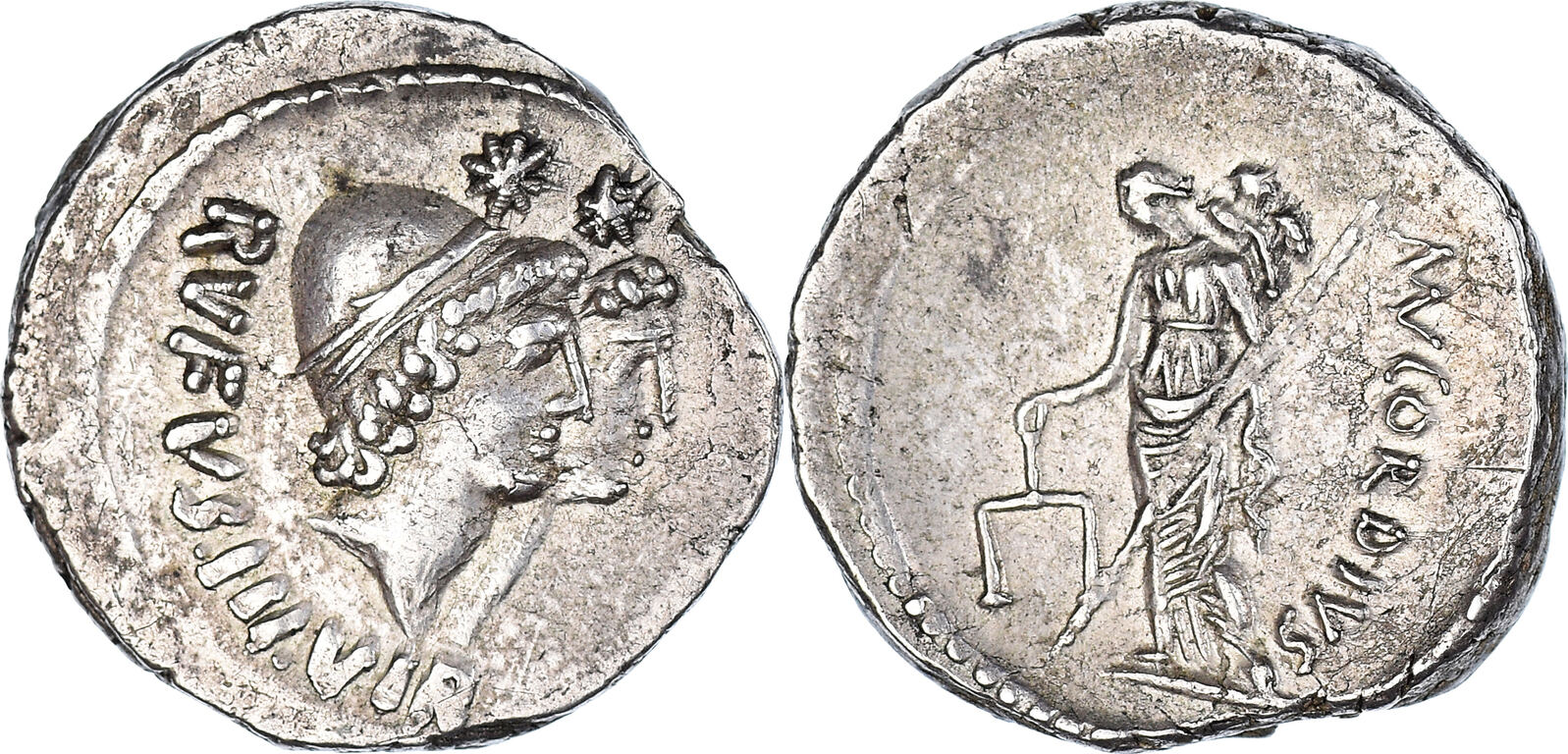 Denarius 46 BC Rome Coin, Cordia, Rome, Silver, Crawford:463/1b AU(55 ...