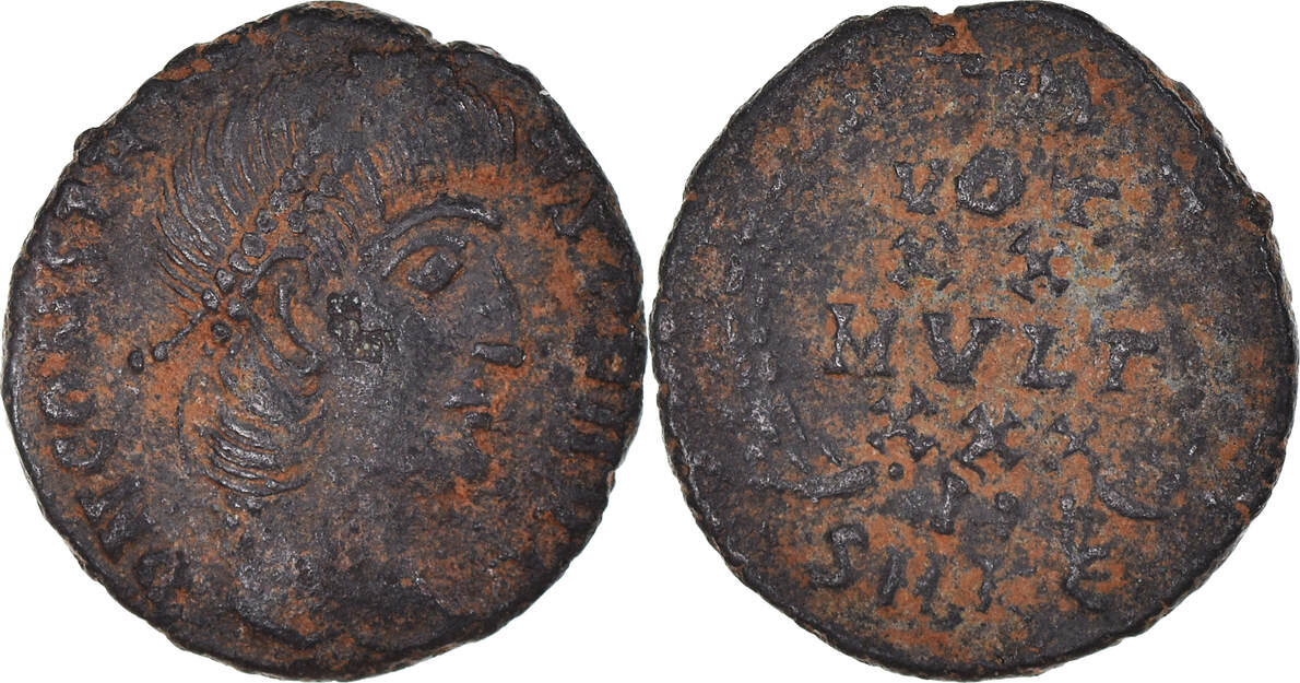 Nummus 347-348 Cyzicus Coin, Constans, Kyzikos, Bronze, RIC:51 EF(40-45 ...