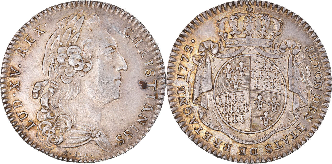 France Token 1772 Louis XV, États de Bretagne, États de Rennes AU(50-53 ...