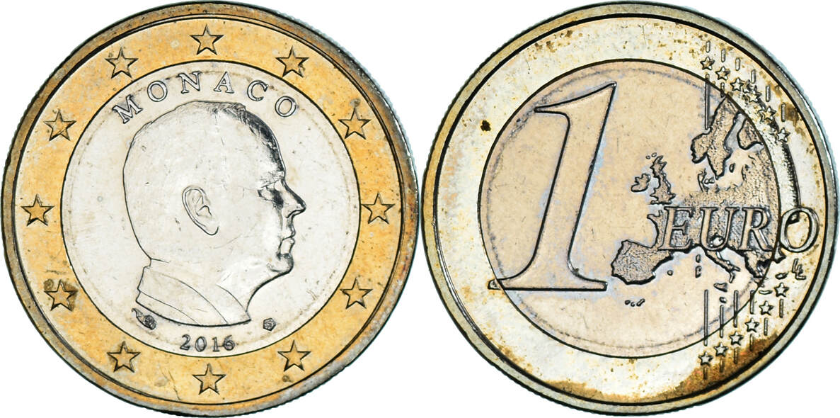Monaco 2016 1 Euro, Bi-Metallic AU(50-53) | MA-Shops