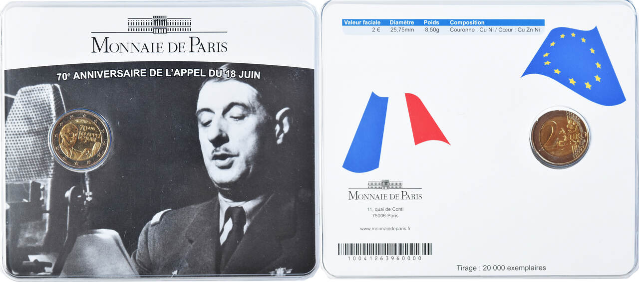 France 2 Euro 2010 Paris Coin Card, appel du 18 juin, Paris, BU MS(65 ...