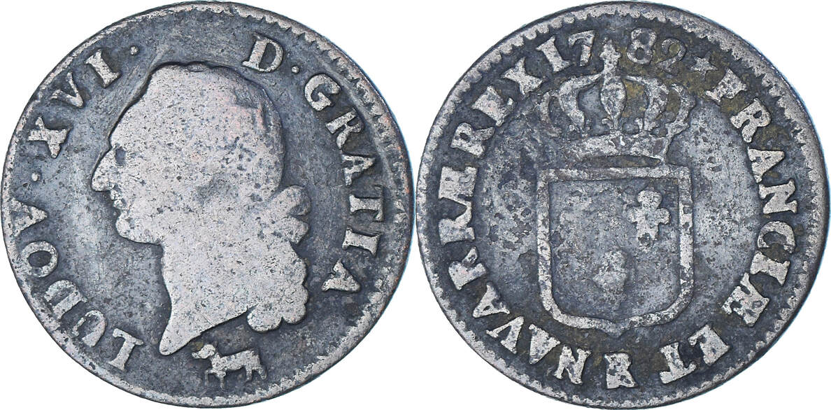 France 1782 R Coin, Louis XVI, Sol ou sou, Orléans, Copper VF(20-25 ...