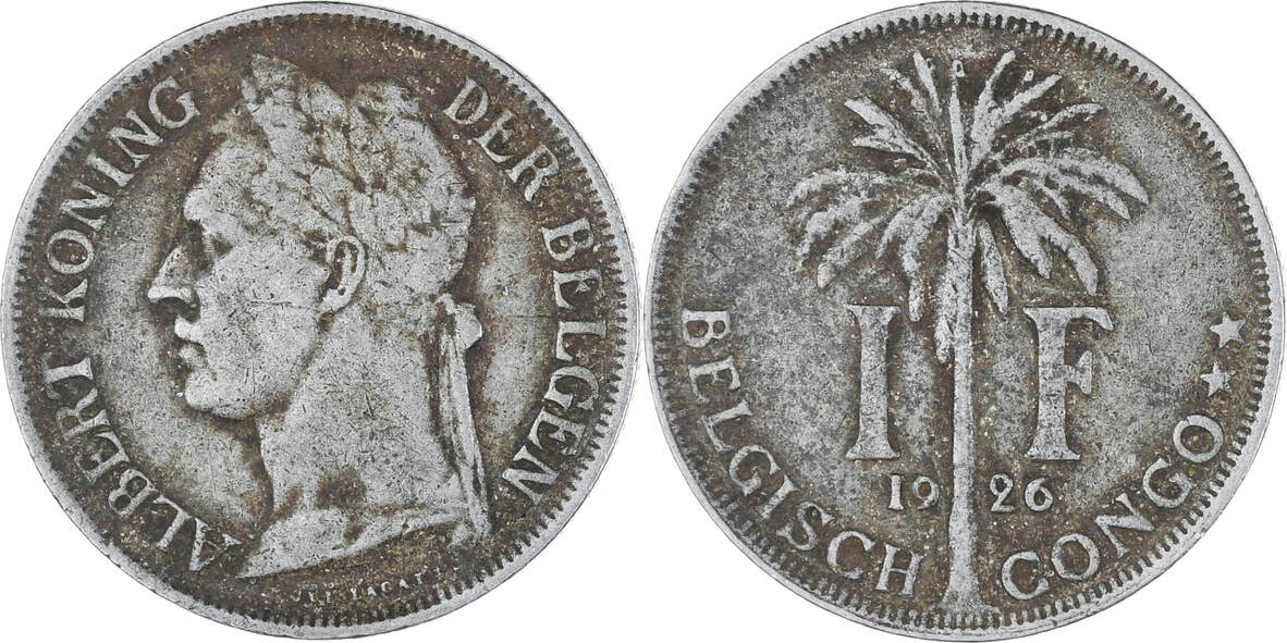Belgian Congo Franc 1926 Coin, Copper-nickel, KM:21 EF(40-45) | MA-Shops