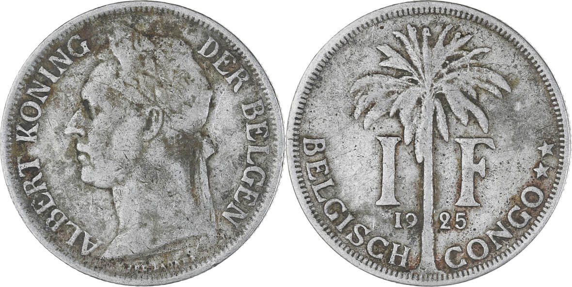 Belgian Congo Franc 1925 Coin, Copper-nickel, KM:21 VF(30-35) | MA-Shops
