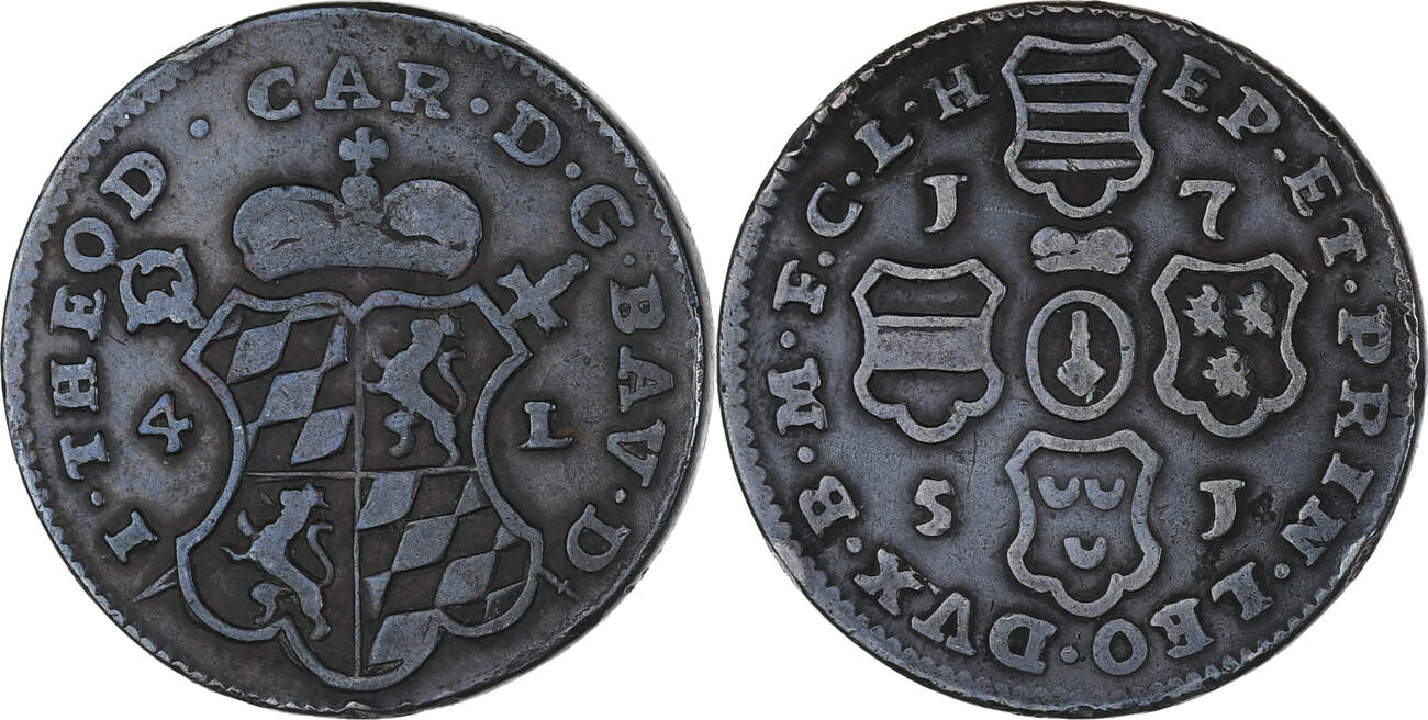 4 Liards 1751 Liege Coin, John Theodore, Liege, Copper, KM:159 AU(50-53 ...