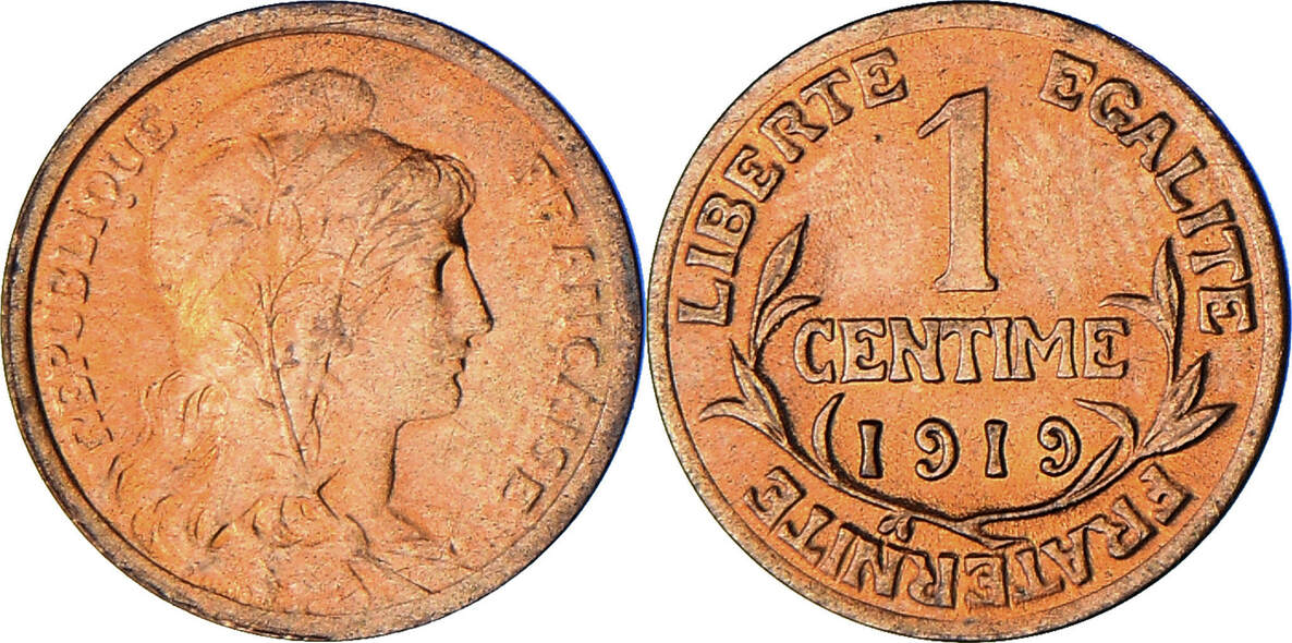 France Centime 1919 Paris Coin, Dupuis, Paris, Bronze, KM:840, Gadoury ...