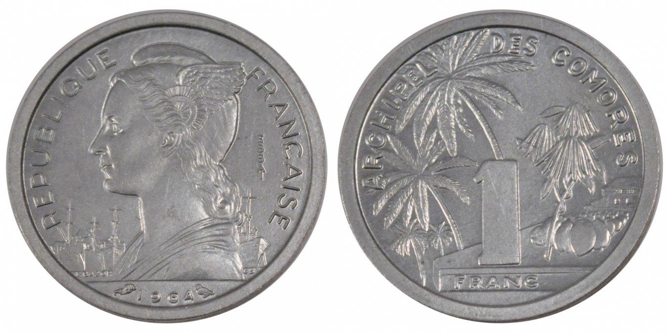 Comoros Franc 1964 (a) Coin, Paris, Aluminium, Lecompte:32 MS(65-70 ...