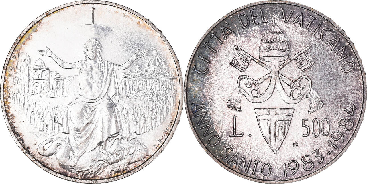 VATICAN CITY 500 Lire 1983 Roma Coin, John Paul II, Roma, FDC, Silver ...
