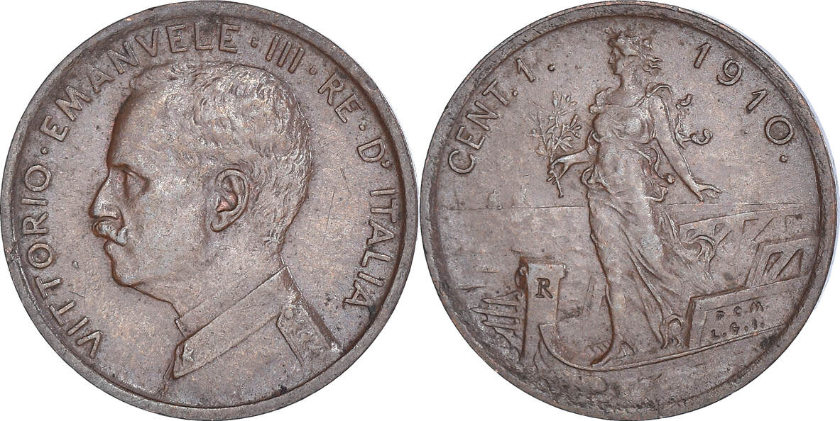 Italy Centesimo 1910 Rome Coin, Rome, Cuivre, KM:40 AU(55-58) | MA-Shops