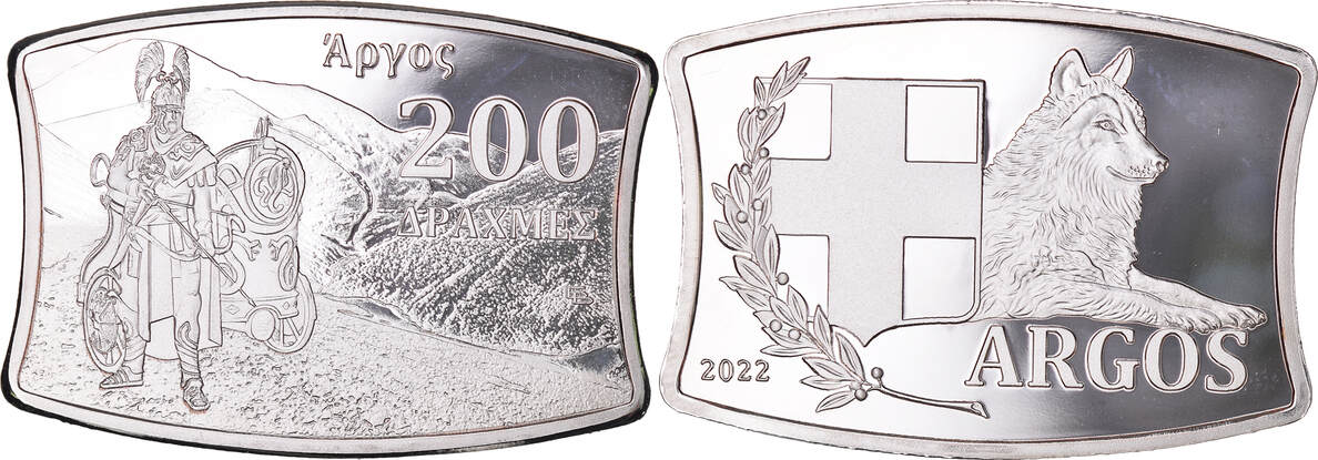 Greece 200 Drachmai 2022 Coin, Warrior & Wolf.Fantasy coinage MS(65-70 ...