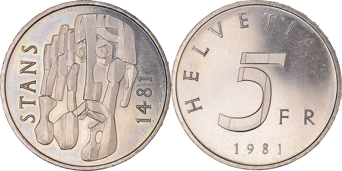 Switzerland 5 Francs 1981 Coin, Proof, Copper-nickel, KM:60 AU(55-58 ...