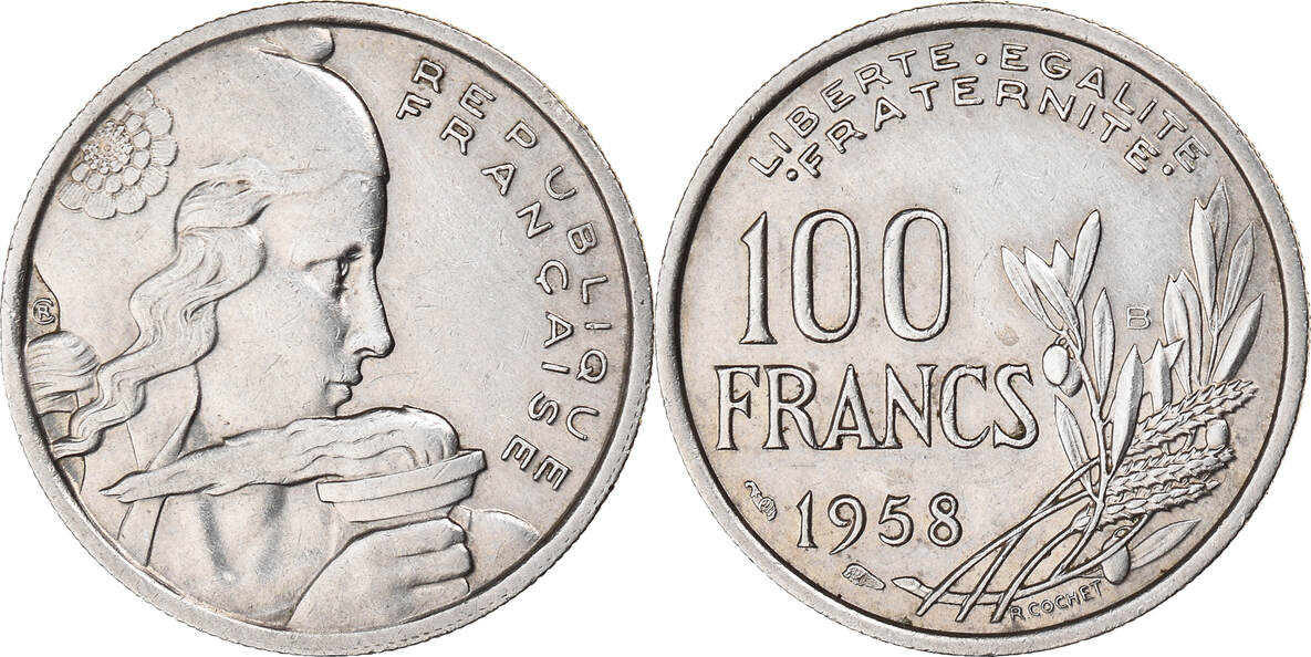 France 100 Francs 1958 B Coin, Cochet, Beaumont - Le Roger AU(50-53 ...