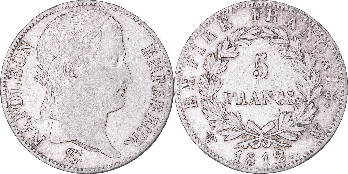 France 5 Francs 1812 W Coin, Napoléon I, Lille, Silver, KM:694.16 EF(40 ...