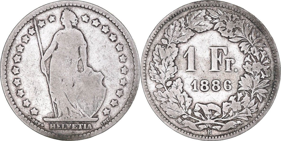 Switzerland Franc 1886 B Coin, Bern, Silver, KM:24 VF(20-25) | MA-Shops
