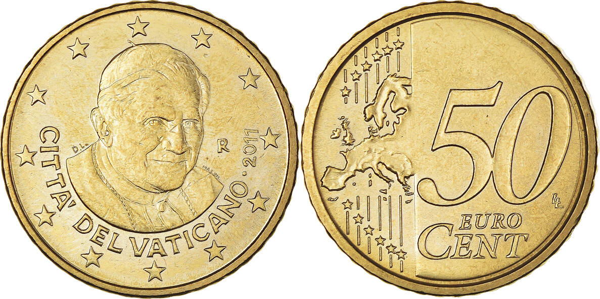 VATICAN CITY 50 Euro Cent 2011 R Rome, BU, Brass, KM:387 MS(65-70) | MA ...