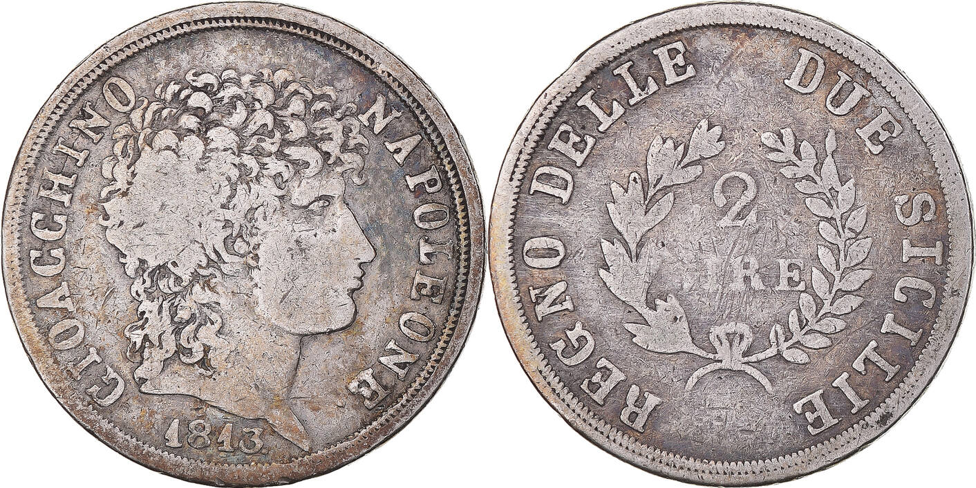 ITALIAN STATES 2 Lire 1813 Naples Coin, NAPLES, Joachim Murat, Naples ...