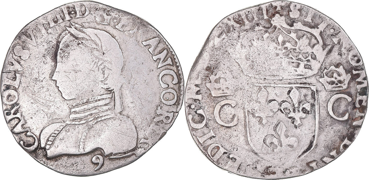 France Teston 1563 Rennes Coin, Charles IX, Rennes, Silver, Sombart ...