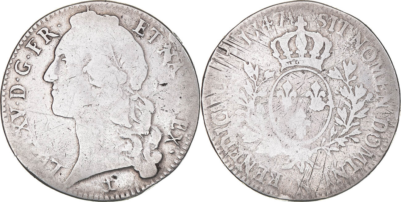 France Écu au bandeau 1747 Montpellier Coin, Louis XV, Montpellier ...