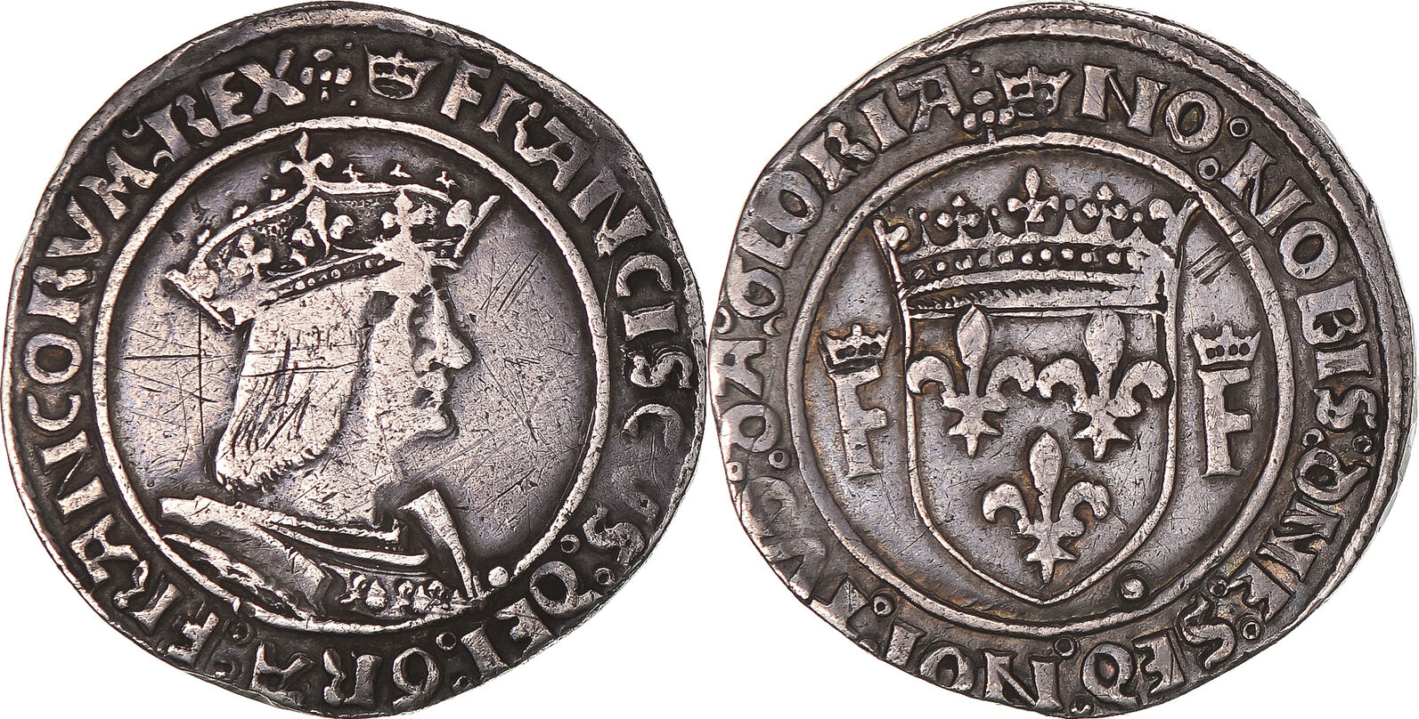 France Teston 1515-1547 Lyon Coin, François Ier, Lyon, Silver VF(30-35 ...