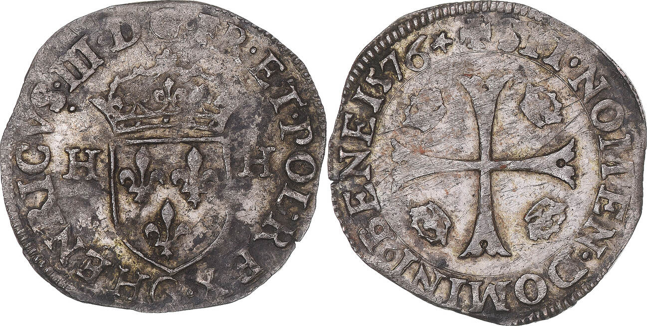 France Douzain aux deux H 1576 Poitiers Coin, Henri III, Poitiers ...