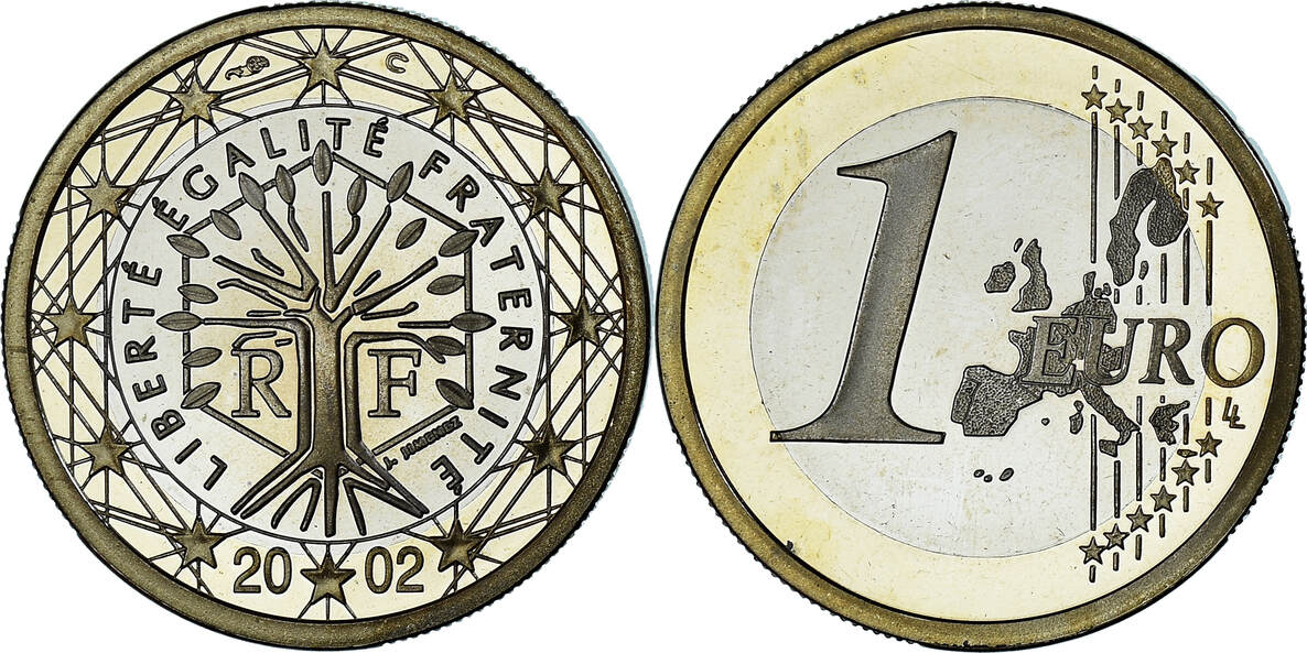 France Euro 2002 Paris Paris, Proof / BE, Bi-Metallic, Gadoury:7 MS(65 ...