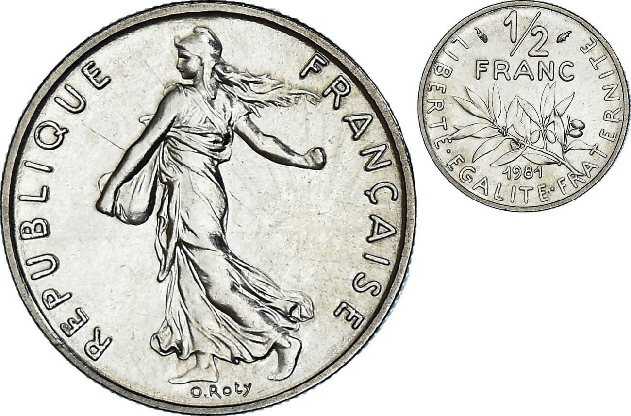 France 1/2 Franc 1981 Paris Coin, Semeuse, Paris, série FDC, Nickel MS(65-70) | MA-Shops
