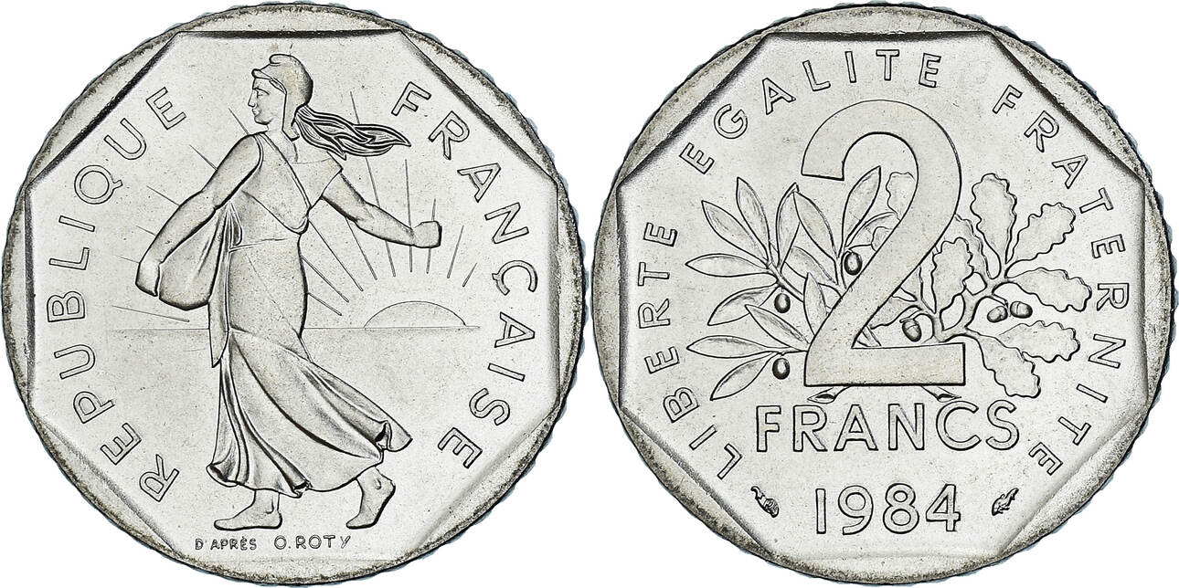 France 2 Francs 1984 Paris Coin, Semeuse, Paris, série FDC, Nickel MS(65-70) | MA-Shops