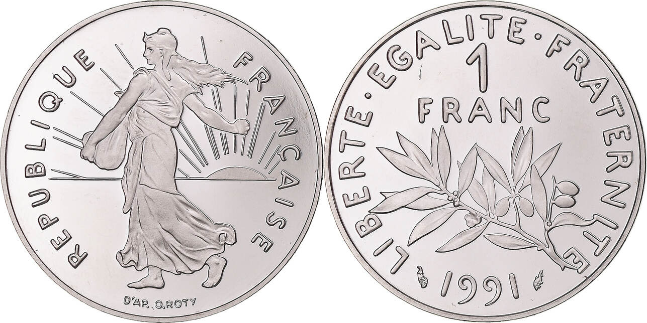 France Franc 1991 Paris Coin, Semeuse, Paris, BE, Nickel, KM:925.2 MS(65-70) | MA-Shops