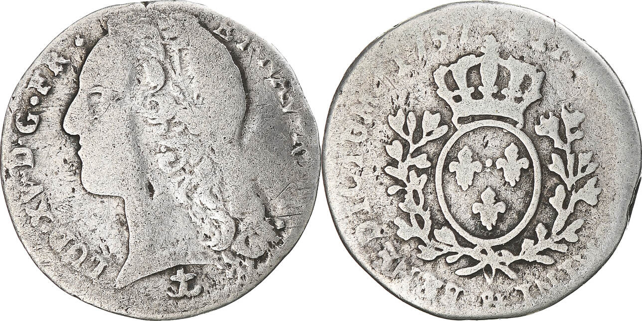 France 1/10 Écu au bandeau 1757 Aix Coin, Louis XV, Aix, Silver F(12-15 ...