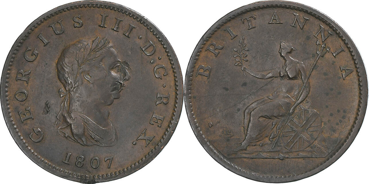 Great Britain 1/2 Penny 1807 George III, Copper, KM:662 EF(40-45) | MA ...
