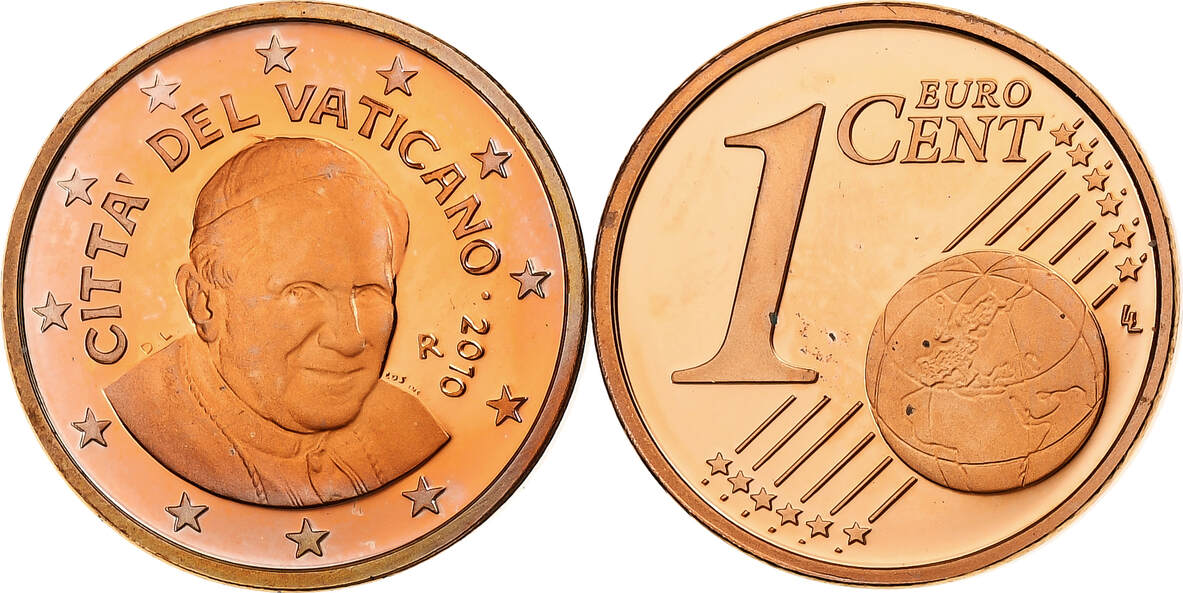 VATICAN CITY Euro Cent 2010 R Benedict XVI, Proof, Rome, Copper Plated ...