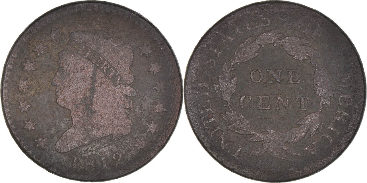 United States 1812 U.S. Mint Coin, Classic Head Cent, U.S. Mint, Copper ...