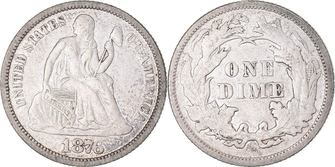 United States 1876 U.S. Mint Coin, Seated Liberty Dime, U.S. Mint ...
