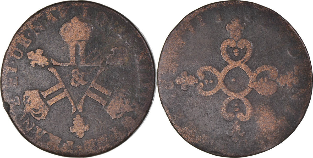 France 6 Deniers 1711 Aix Coin, Louis XIV, Six deniers dits « dardenne ...