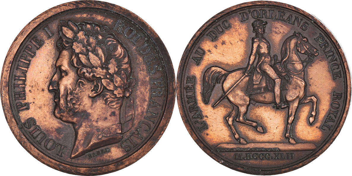 France Token 1842 L'Armée au Duc d'Orléans Prince Royal, Copper EF(40 ...