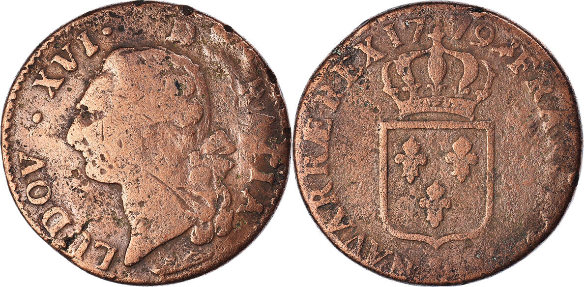France 1779 Aix Coin, Louis XVI, Sol ou sou, Aix, Copper VF(30-35) | MA ...