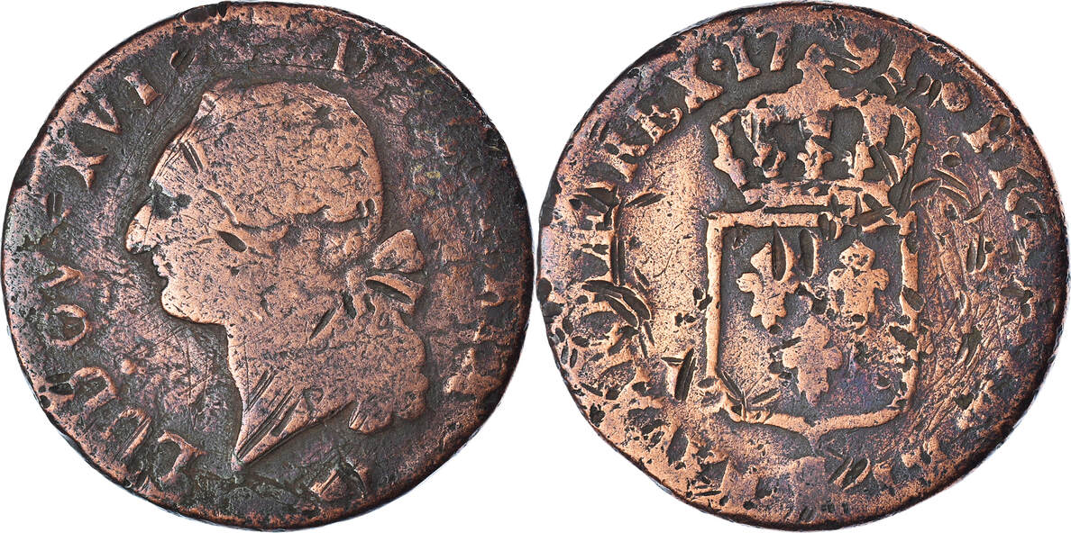 France Sol 1791 Coin, Copper, Gadoury:350 VF(20-25) | MA-Shops