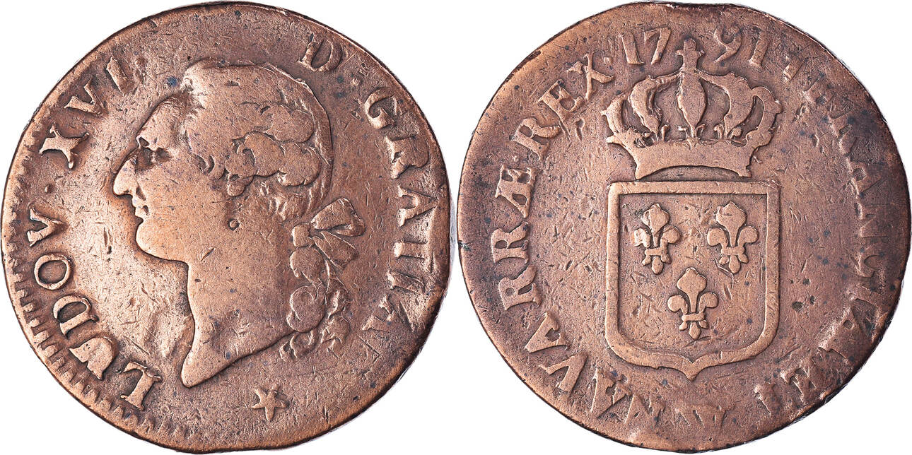 France 1791 W Coin, Louis XVI, Sol ou sou, Lille, Copper VF(30-35) | MA ...