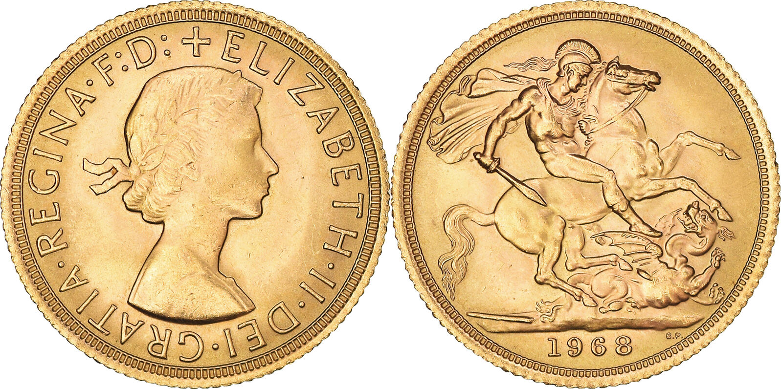 Great Britain Sovereign 1968 London Coin, Elizabeth II, London, Gold AU ...