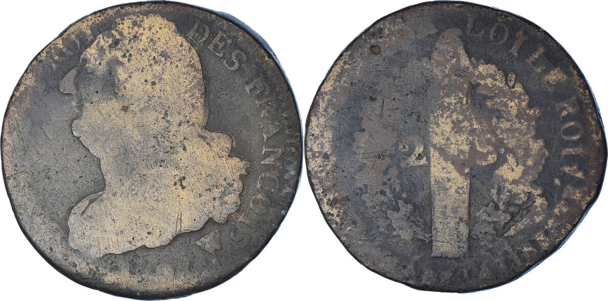 France 2 Sols 179[?] / AN 4 Arras Coin, Louis XVI, Arras, Métal de F(12 ...