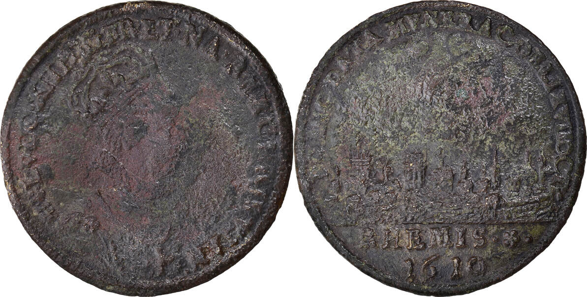 France Token 1610 Louis XIII, Sacre à Reims, Copper F(12-15) | MA-Shops