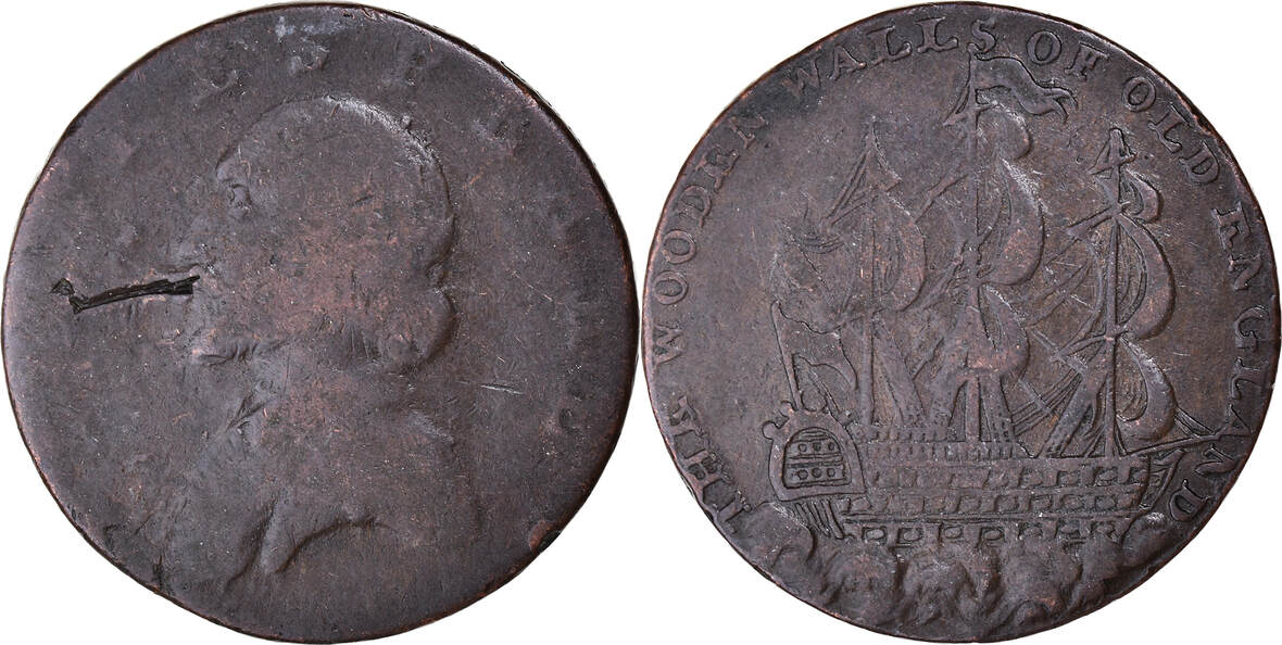 Great Britain Halfpenny Token The wooden walls of old England VF(30-35 ...