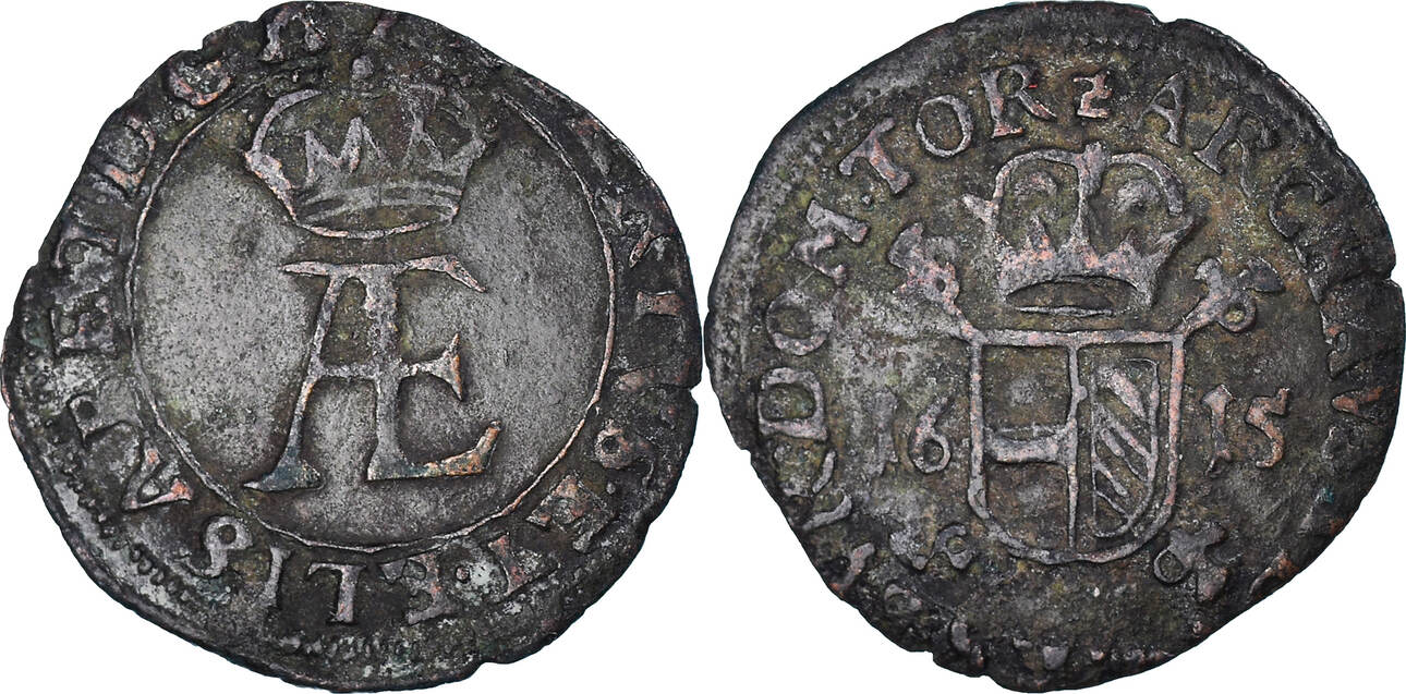 Spanish Netherlands 2 Denier 1615 Tournai Coin, TOURNAI, Albert ...