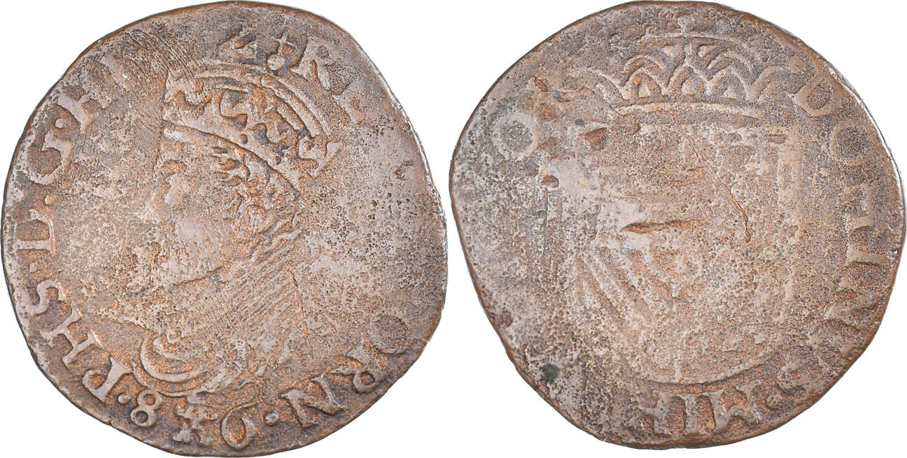 Spanish Netherlands Liard 1586 Tournai Coin, Philippe II, Tournai ...