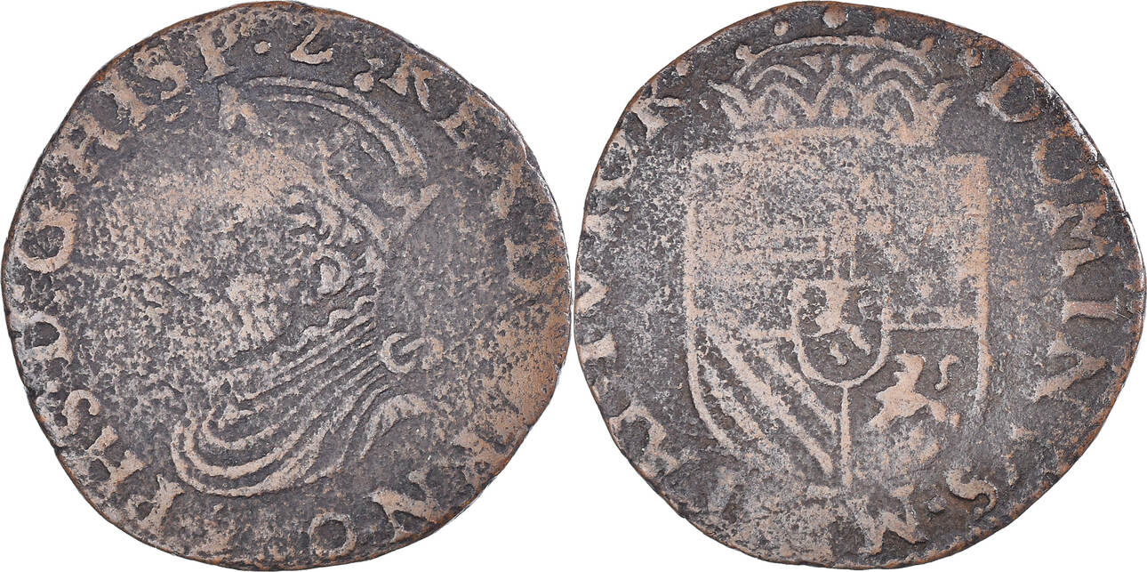Spanish Netherlands Liard 1590 Tournai Coin, Philippe II, Tournai ...