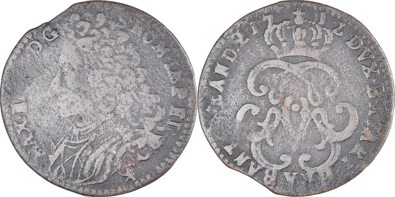 Spanish Netherlands Liard 1712 Namur Coin, NAMUR, Maximilian Emmanuel ...