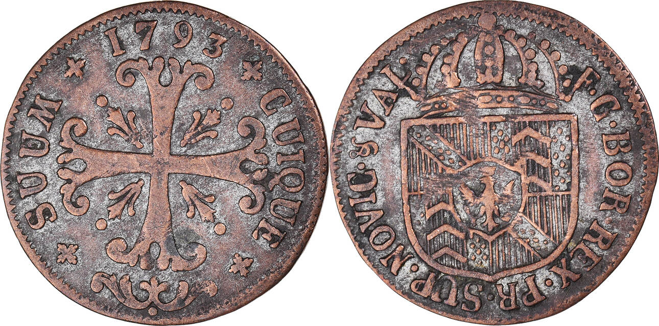 SWISS CANTONS 1/2 Batzen 1793 Neuenburg Coin, NEUCHATEL, Neuenburg ...